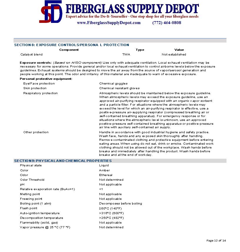 Fiberglass Supply Depot Inc. > 2 lb. Pour Foam SDS